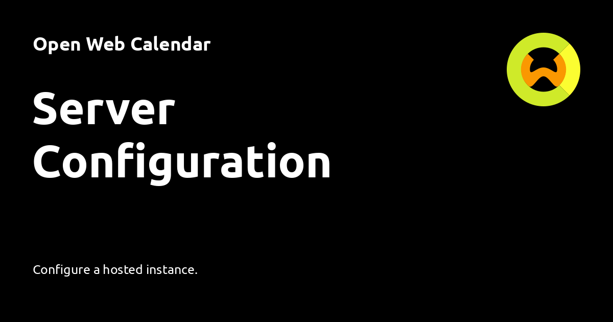 Server Configuration - Open Web Calendar