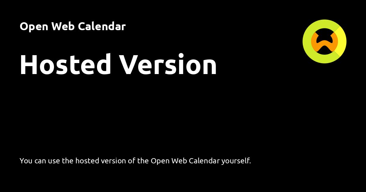 Hosted Version - Open Web Calendar
