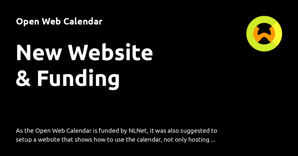 New Website & Funding - Open Web Calendar